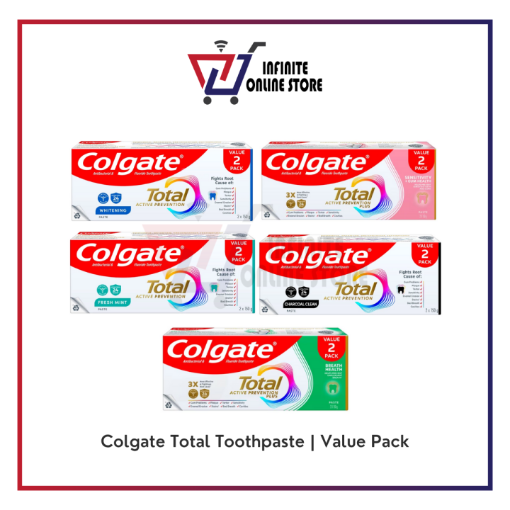 Colgate Total Toothpaste Valuepack (150g x 2) (Charcoal / Whitening ...