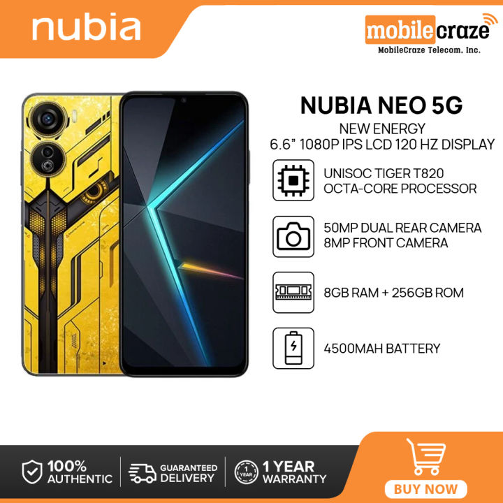 Nubia Neo 5G Smartphone | 8GB+256GB | Unisoc Tiger T820 | 6.6” IPS LCD 120Hz Display | 50MP Dual ...