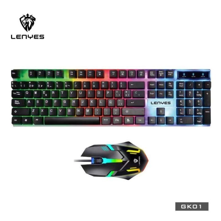 Keyboard Gaming Mechanical Set Mouse RGB LENYES GK01 / GK-01 / GK 01 ...