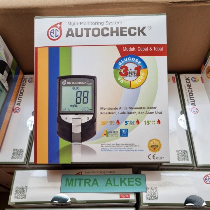 AUTOCHECK 3in1 Meter. ALAT Autocek Glucosa Uric Acid Cholesterol. AUTO ...