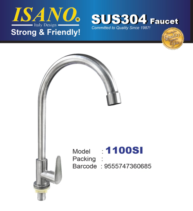 ISANO Stainless Steel SUS304 Pillar Tap Model:1100SI | Lazada