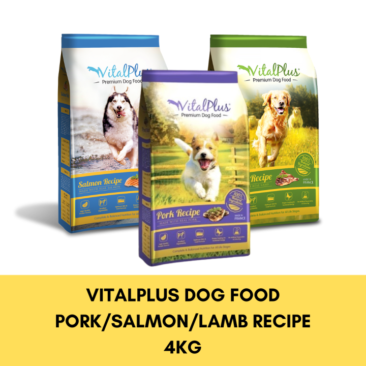 Wiggle Jiggle VitalPlus Dog Food 4kg - Pork, Salmon, Lamb | Lazada