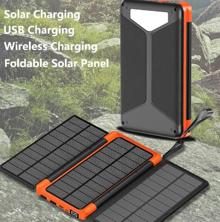 20000mAh Hidden Solar Foldable Panel Power Bank Support Wireless ...