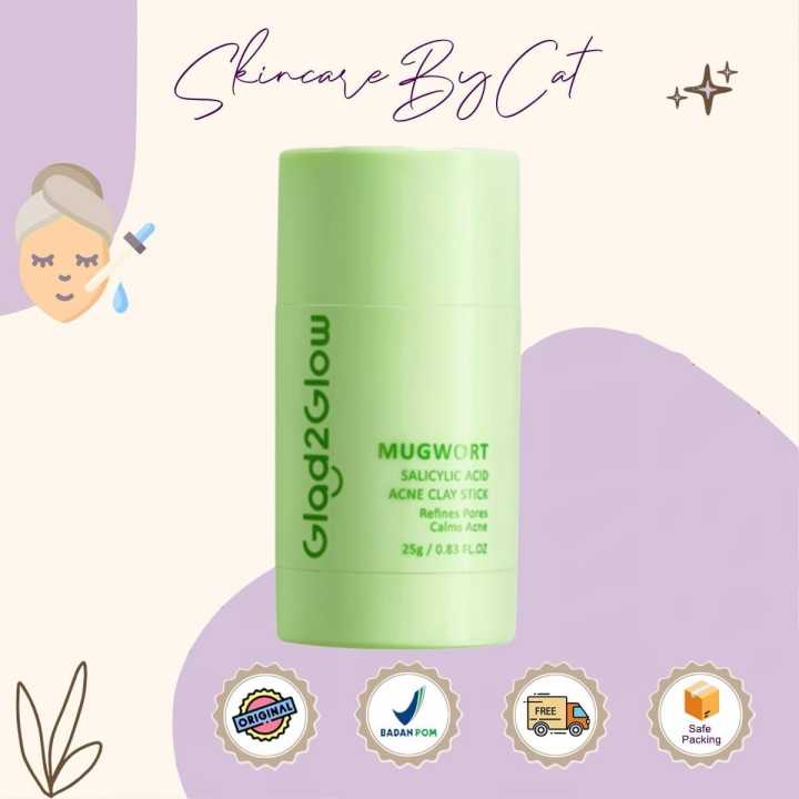 Glad2Glow Real Mugwort Salicylic Acid Acne Control Clay Mask Stick | Lazada Indonesia