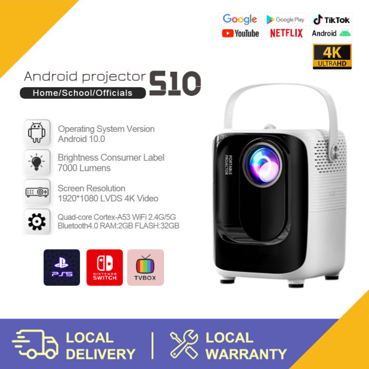 S10 Smart Projector 4K WiFi Full HD 1080P built-in Youtube Netflix Wifi ...