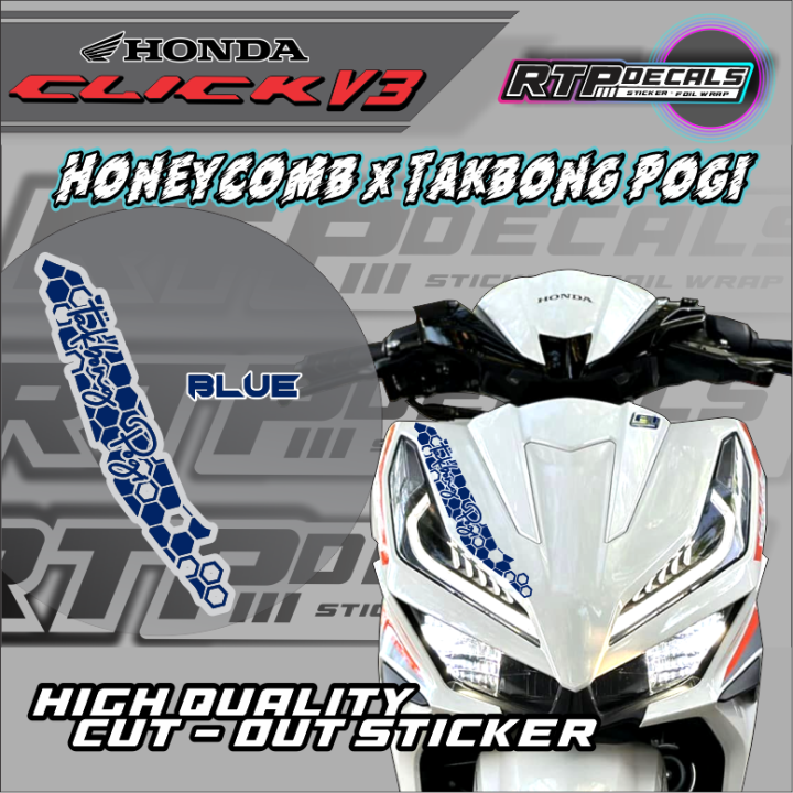 HONDA CLICK V3 HONEYCOMB x TAKBONG POGI FRONT DECALS STICKER | Lazada PH
