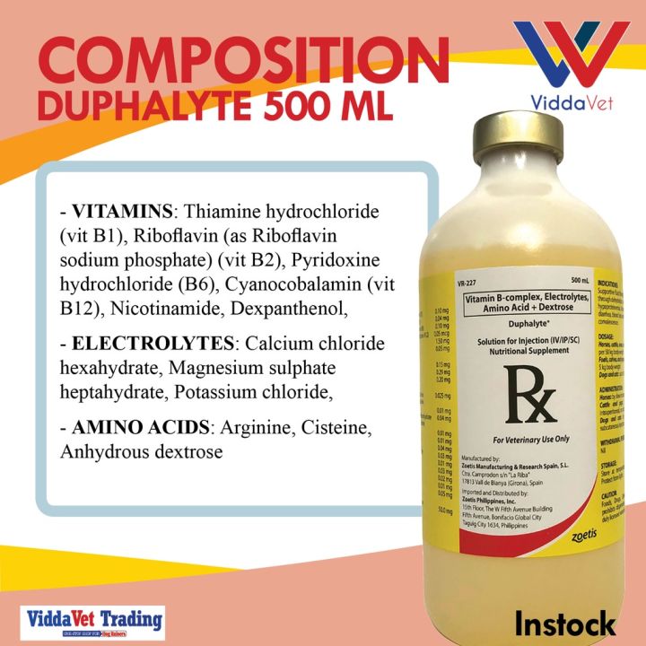 Duphalyte 500 ml vitamins mineral amino acid dextrose solution for pets ...
