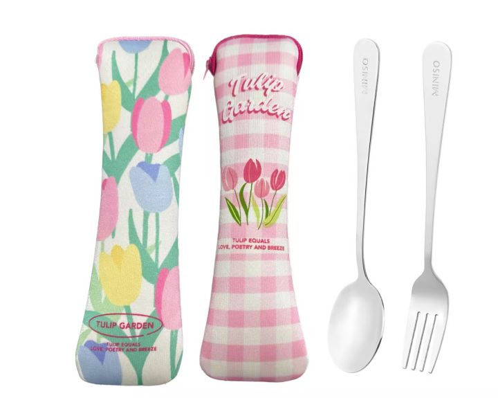 MINISO Tulip Garden Collection Flatware Set (Fork & Spoon) | Lazada PH
