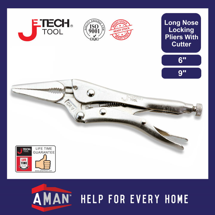 JETECH Locking Plier Long Nose With Cutter Lock Vise Grip Clamp Vice ...