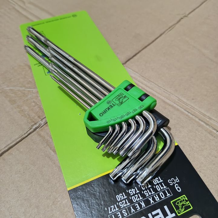 Tekiro Kunci L bintang 9 Pcs hexagonal T10-T50 no tamper torx key / Kunci L full set lengkap ...