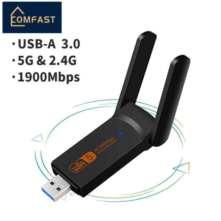 1900Mbps USB Wi-fi Adapter Dongle Wireless Card for PC/Windows/Mac/OS Dual Band 5GHz 2.4GHz High ...