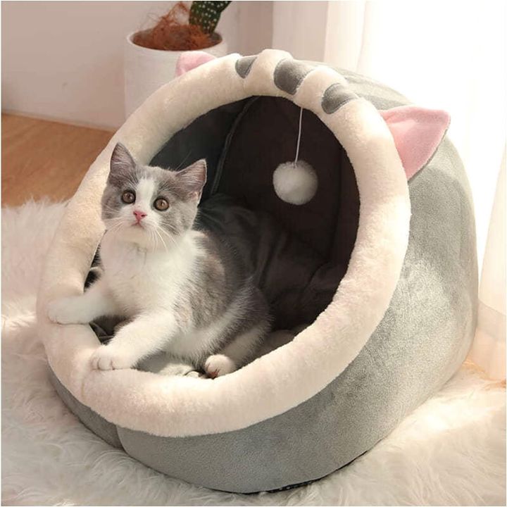 Goldstar Cat Beds for Indoor Cats, Semi-Enclosed Cat Cave Bed with a ...