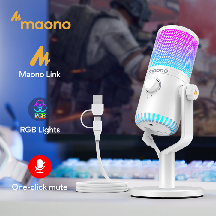 MAONO DM30 RGB USB Microphone for PC Gaming,Condenser microphones for ...