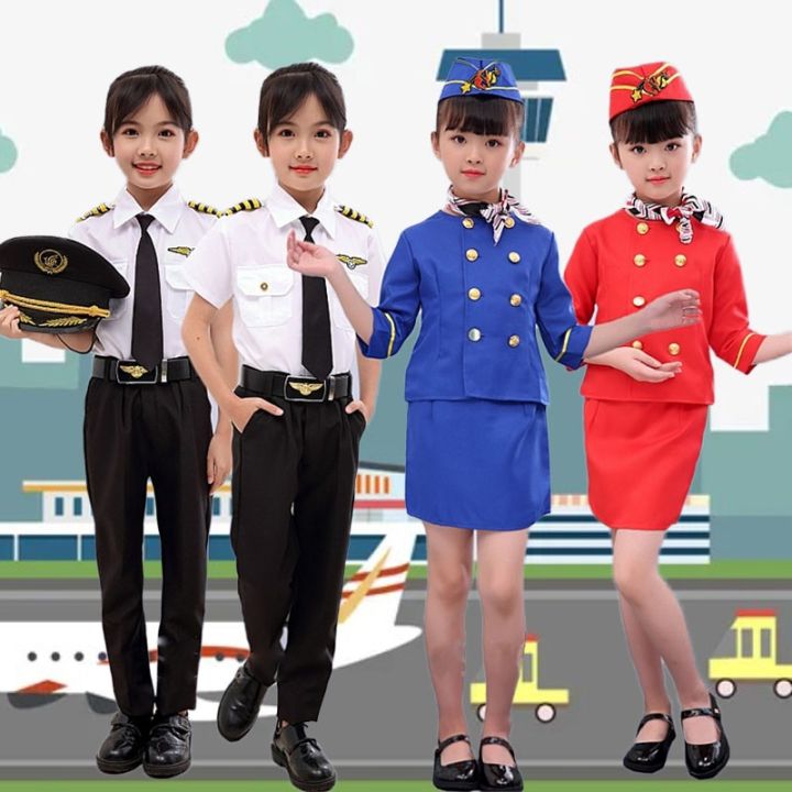 Coryana Costume for Children Flight Attendant Boys Stewardess Air Force ...