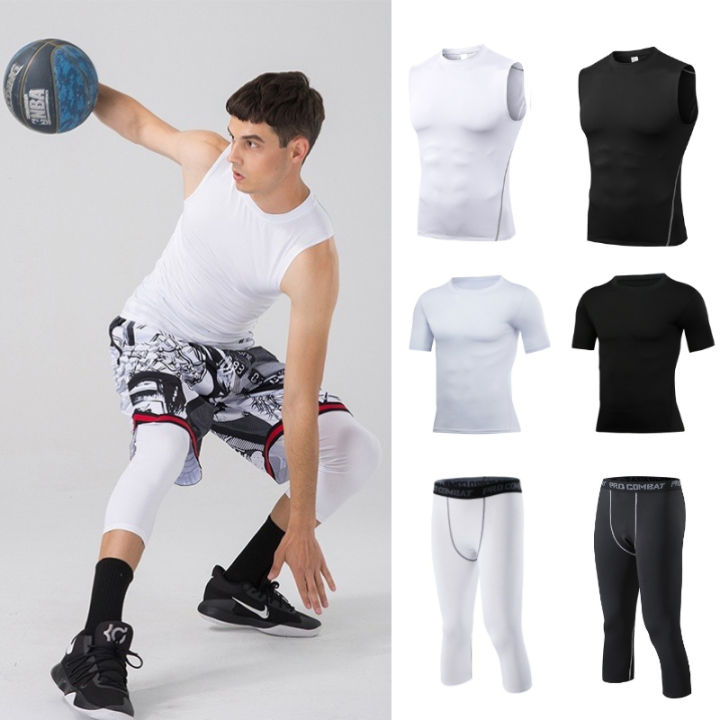 Men's Compression t Shirt Basketball Body Supporter Base Layer Sando ...