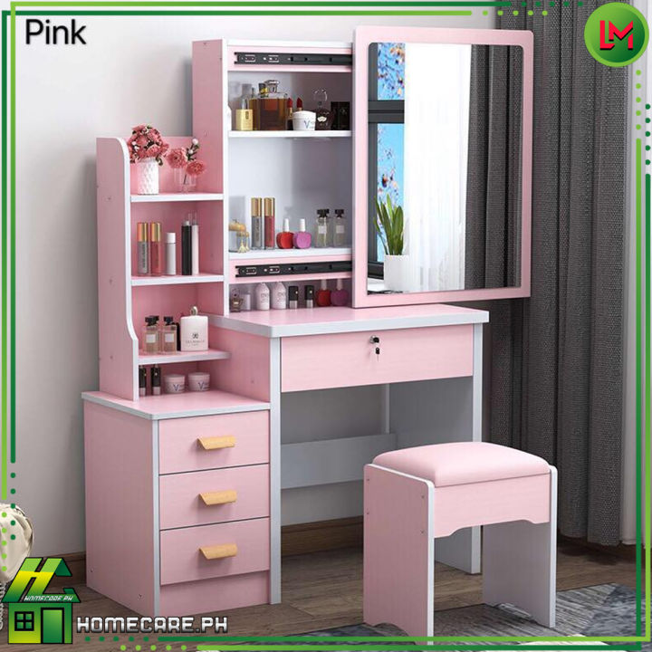 HOMECARE PH.Dressing Table with Mirror and Makeup Stool Set Vanity ...