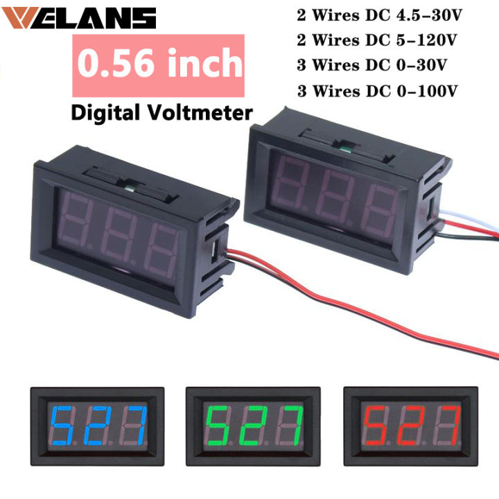 【100% Original】0.56 inch Digital Voltmeter 2 Wires/3 Wires DC 4.5-30V ...