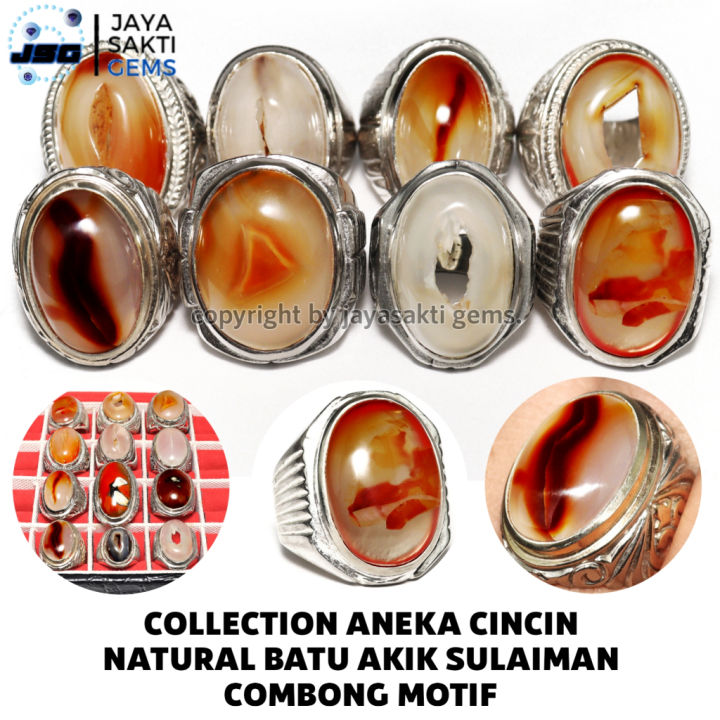 Collection Cincin Natural Batu Akik Sulaiman Combong Motif | Lazada ...