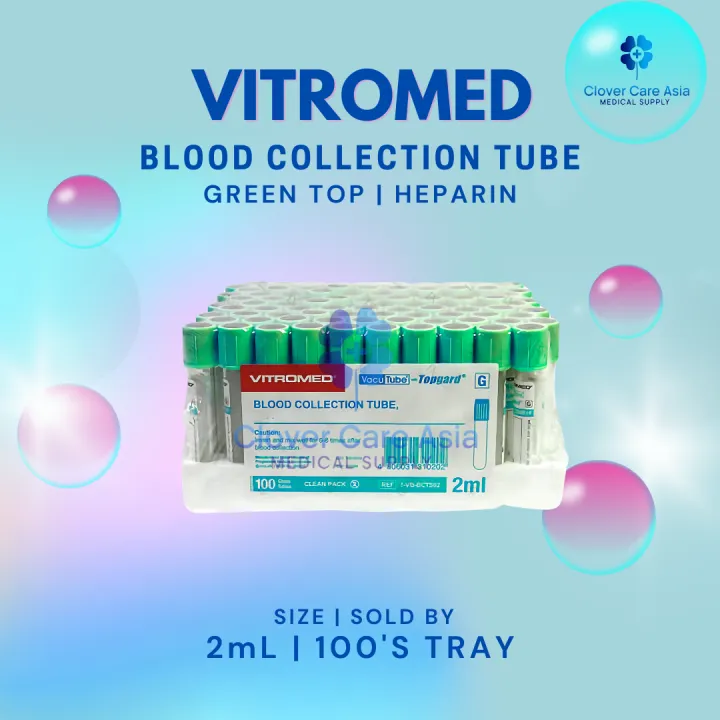 VITROMED Blood Collection Tube Green Top Heparin 2 ML (100s / tray) | Lazada PH