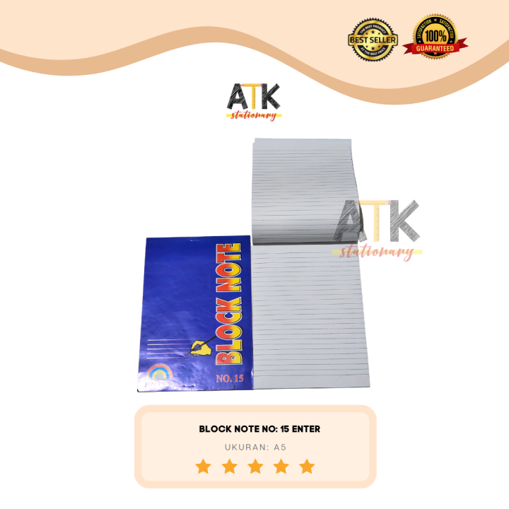 Block Note Garis Ukuran A5 Blocknote Enter No 15 / Buku Catatan atk ...