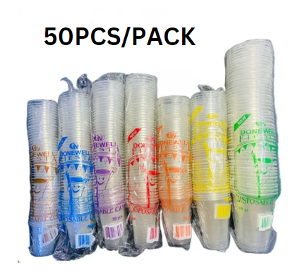 [50pcs] Disposable Plastic Cups Street Cups Available Size 5oz to 12oz ...
