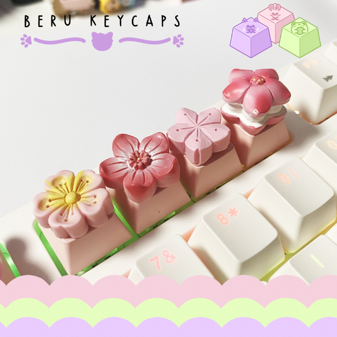 sakura collection keycaps2 sakura flower custom artisan keycaps for ...