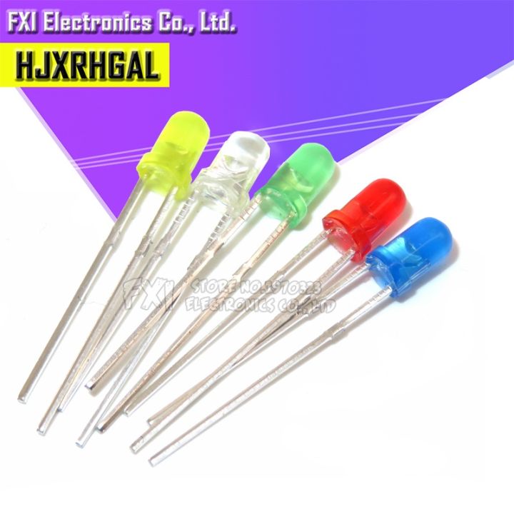 100pcs Red Green Yellow White Orange Blue 3mm led light-emitting new ...