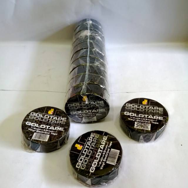 ISOLASI HITAM /LISTRIK TAPE GOLDTAPE 1slop isi 10 ORISINIL REKAT KUAT ...