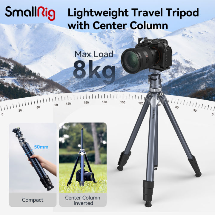 SmallRig Lightweight Compact Travel Tripod with Center Column Ball Head ...