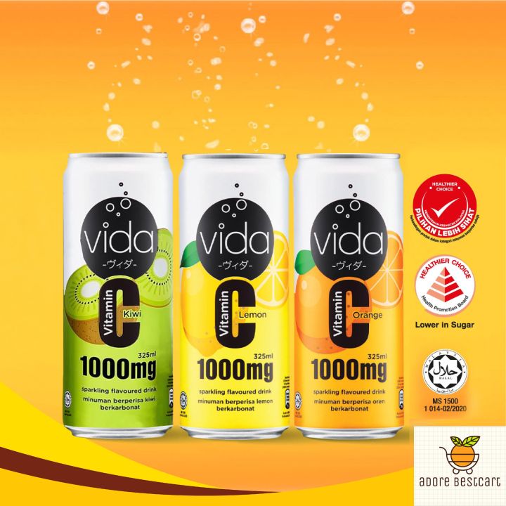 Vida C 1000mg Vitamin C 325ML HALAL ORANGE LEMON KIWI [READY STOCK] | Lazada