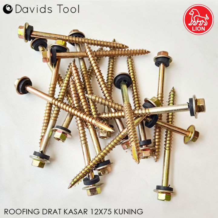 Sekrup Baja Ringan Baut Roofing Kayu Galvalum 12x75 Kuning Lion ...