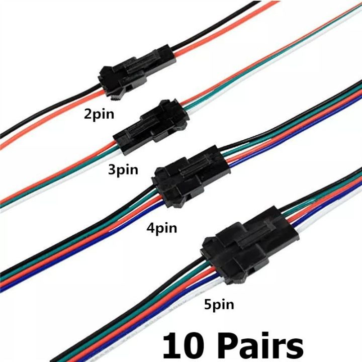 10 Pairs 2/3/4/5pin Led Connector Male/female JST SM 2 3 4 5 Pin Plug Connector Wire Cable for ...