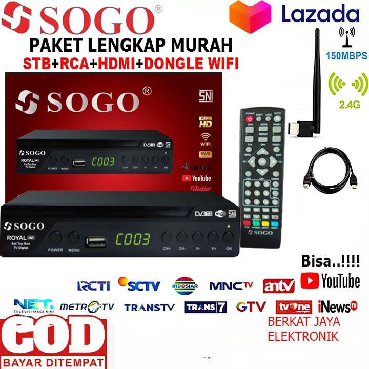 HARGA PROMO!! Set Topbox Tv Digital SOGO DVB T2 set box tv digital antena tv tabung / set topbox ...
