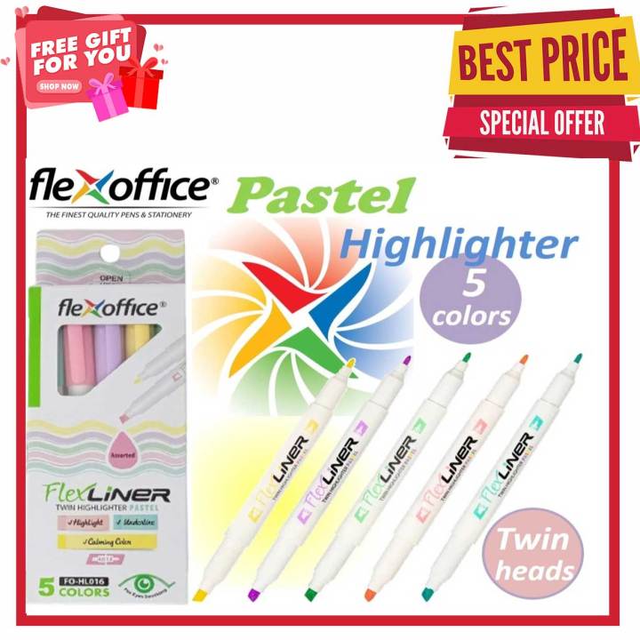 FlexOffice Flexliner Highlighter Pastel Hiliter Twin Head 1pc | 3pcs | Lazada PH
