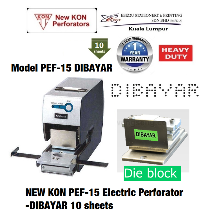 NEW_KON PEF-15 Electric Perforator-DIBAYAR 10 sheets Heavy Duty ...