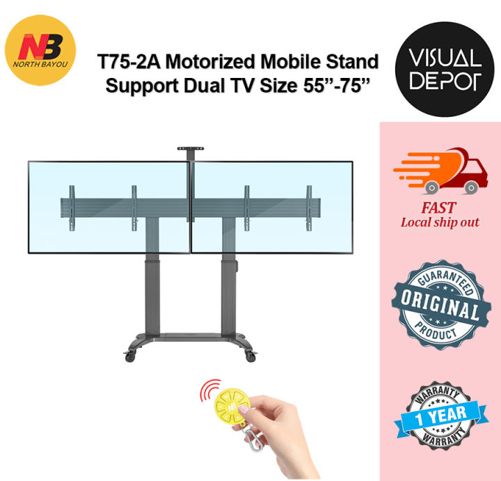 NB T75-2A Motorized Dual TV Mobile Stand for Size 55”-75” | Lazada
