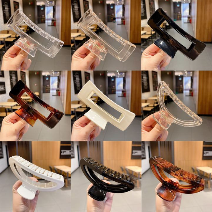 HCS INS Korea Square Hair Clamps Large Hair Claw Transparent Shark Clip ...