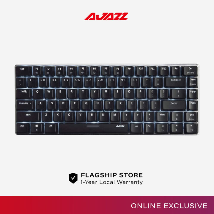 Ajazz AK33 Wired Mechanical Gaming Keyboard Single Light White Backlight 82 keys/75% layout ...