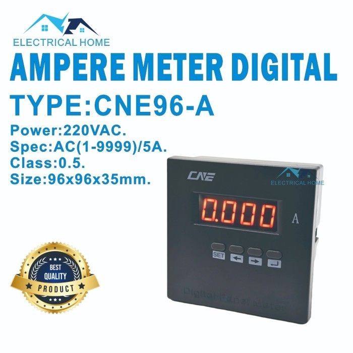 Ampere Meter Digital 96x96mm 1 Phase Current Meter 1 Baris Indikator ...