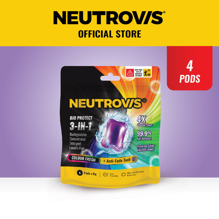 Neutrovis 3-IN-1 Biodegradable Concentrated Detergent Laundry Pods (8g ...