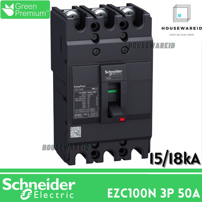 MCCB 3p 50a 3phase 50 Ampere Schneider Easypact EZC100N3050 Original ...