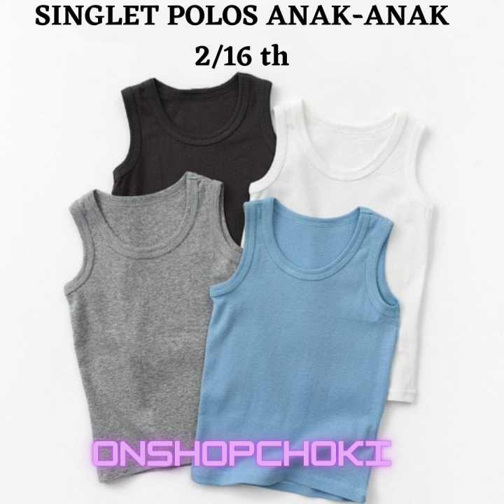Singlet Polos Anak Usia 2-16 tahun Singlet Anak Anak Pakaian dalam anak ...