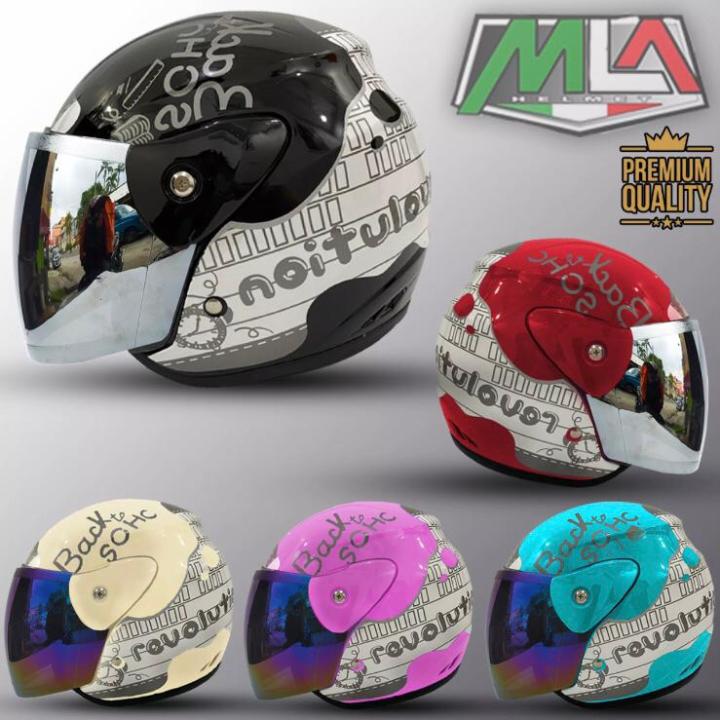 Helm EVOLUTION Half Face Model MIRROR Helm Gm Original Murah Motif Note ...