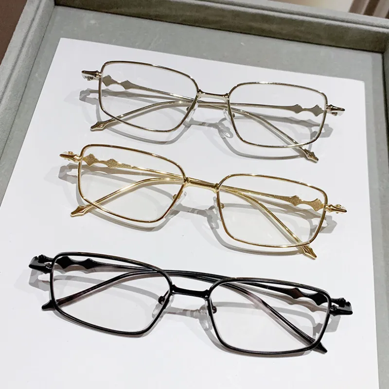 Rectangular Photochromic Anti Radiation Eyeglasses Small Metal Frames ...