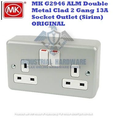 MK G2946 ALM Double Metal Clad 2 Gang 13A Socket Outlet (Sirim) ORIGINAL | Lazada