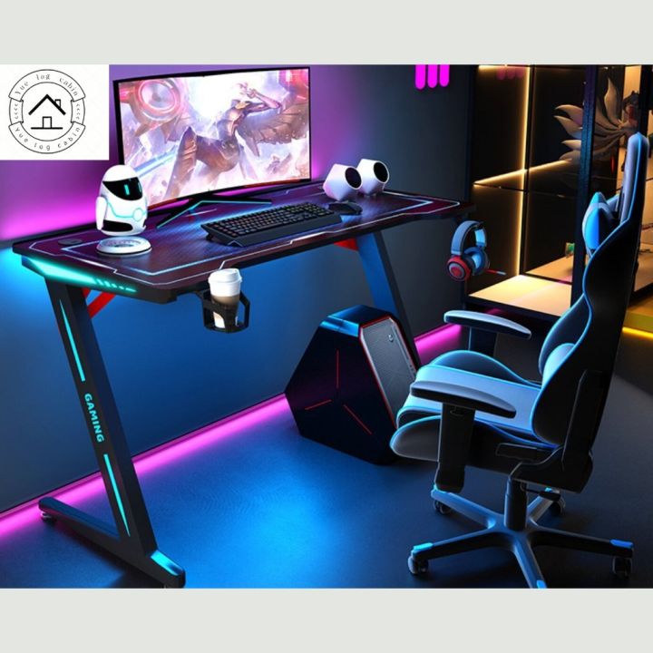 Electric Height Adjustable PC Gaming Computer table RGB Light Gaming ...