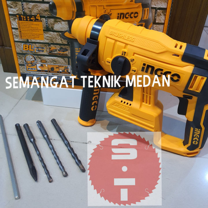 CRHLI2201 BOR BATERAI BETON CORDLESS ROTARY HAMMER BRUSHLESS 20V INGCO ...