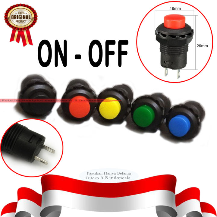 Saklar Push ON/OFF Mini Switch Tombol Elektonik Push ON OF Kecil Bulat ...