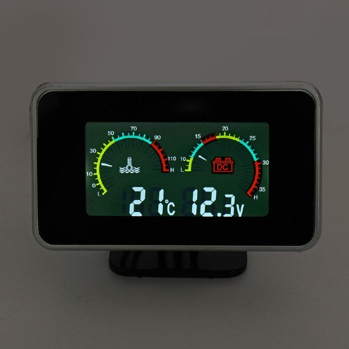 ชุดเกจวัดแรงดันไฟฟ้า และ อุณหภูมิน้ำรถยนต์ แบบดิจิตอล จอ LCD 12V-24V ...