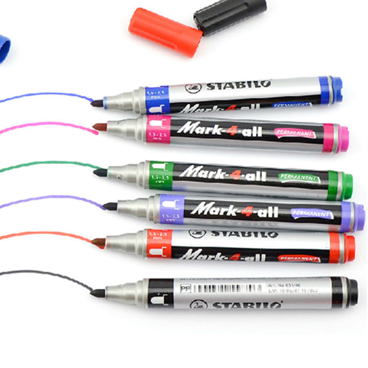 STABILO Mark-4-All Permanent Marker Bullet Fine & Chisel Broad Tip Pen ...